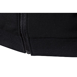 Kroivil Men Hoodies Casual Hoodies for Men with Zip Pockets Full Zip Long Sleeve Sweatshirt Sports Hooded Jacket Black