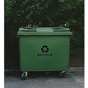 Ignixia Recycle Symbol Sticker Decal to Organize Trash cans/Garbage containers, Recycle Sign Decal Plotter Cut Vinyl Outdoor Recycle Containers (Black, 10 X 7) Inches Large (Pack of 02)