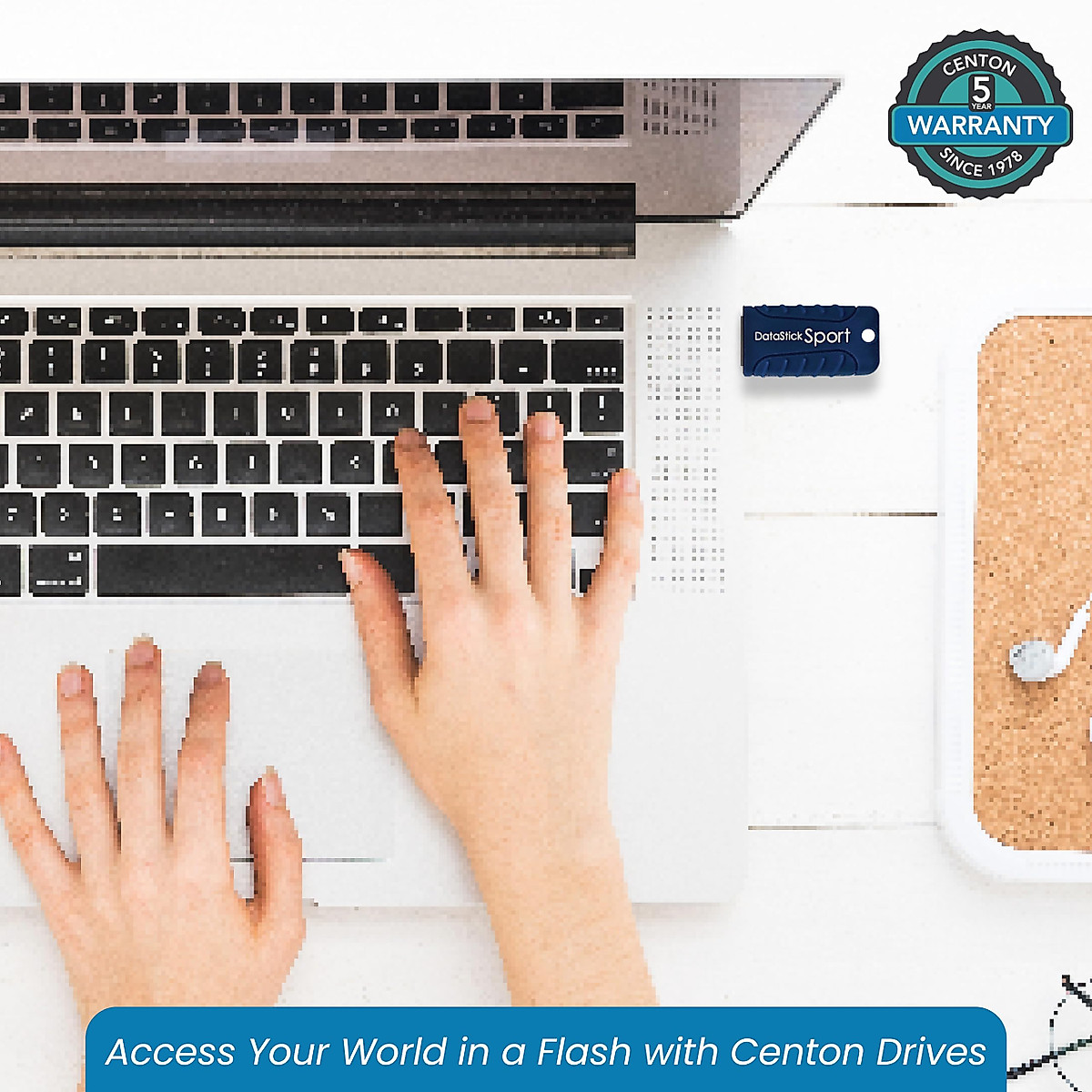 Centon Electronics MP Essentials DataStick Sport USB 3.0 Flash Drive, Waterproof USB Drive, Shock-Resistant Silicon Case, Versatile USB Stick, 128 GB Storage Capacity, Navy Blue