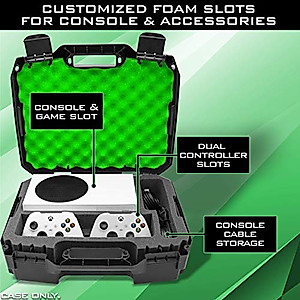 CASEMATIX Hard Shell Travel Case Compatible with Xbox Series S Console, Controllers, Games and Other Accessories - Durable and Protective Hard Case with Impact-Absorbing Customized Foam Interior