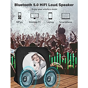 Portable CD Player with Bluetooth: 4000mAh Rechargeable Kpop Music Player with HiFi Speaker,Remote Control,LCD Display,Sleep Timer,Headphone Jack, Supports CD/Bluetooth/FM Radio/U-Disk/AUX(Black)