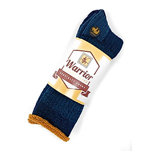 WARRIOR ALPACA SOCKS - Heavy-Duty Terry Lined Endurance Alpaca Socks (Lakeside Blue/Gold, Medium)