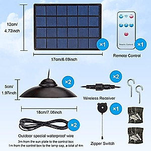 Yrbxsky Solar Shed Light Indoor Outdoor, Solar Pendant Light Motion Sensor Daytime Work with Pull Cord & 4Lighting Modes, Solar Powered Hanging Lights for Garage, Garden, Gazebo, Patio, Chicken Coop