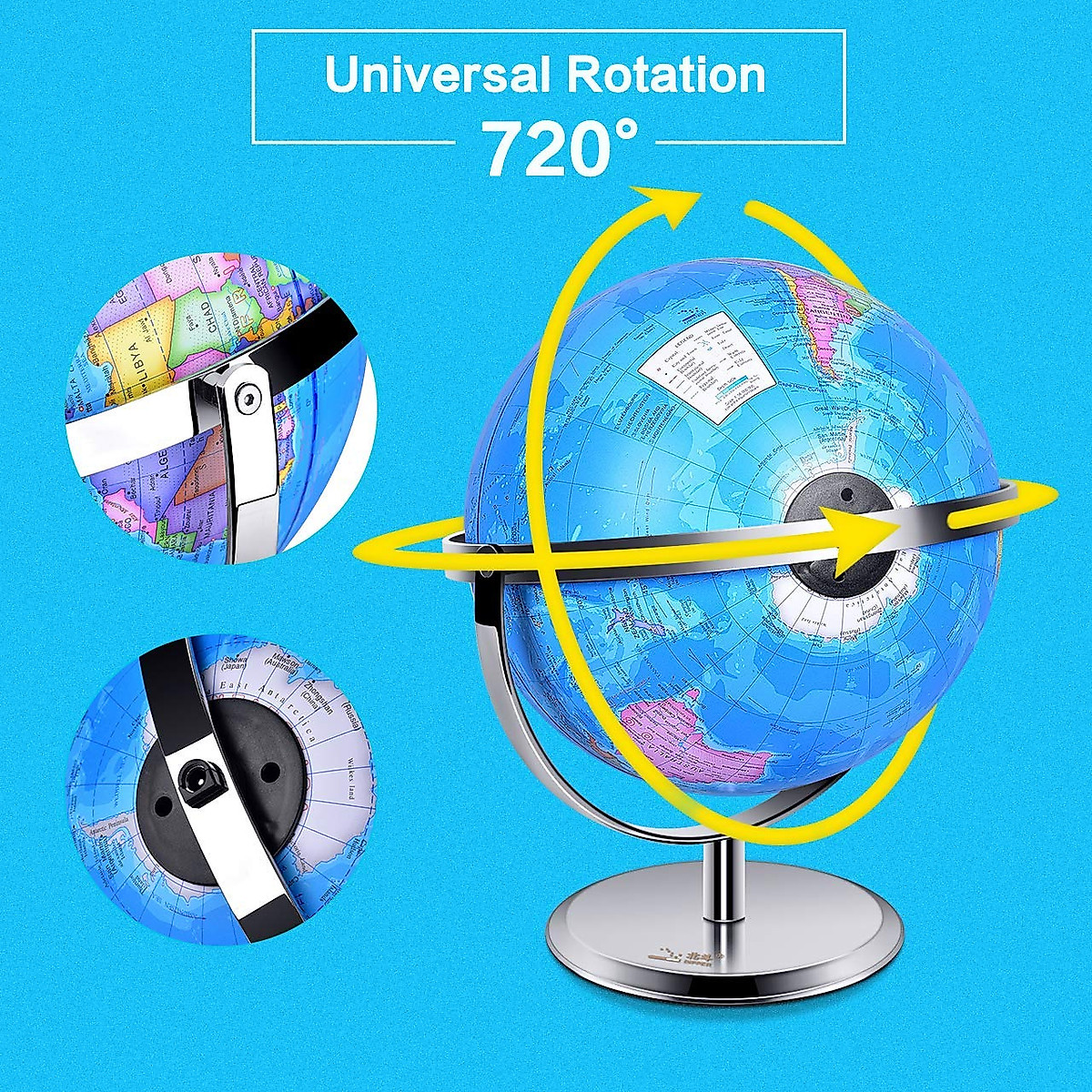 Illuminated World Globe For Kids, Desk Globe Night Light with Stand