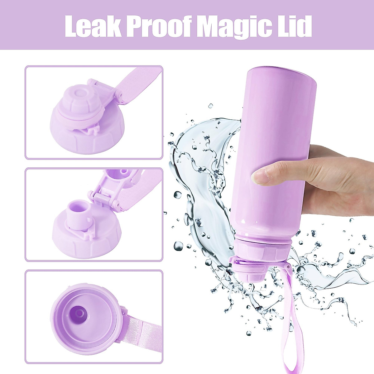 FECBK 4 Pack Sublimation Water Bottle Blanks 25 oz Sublimation Sports Water Bottles with Lid and Portable Rope Stainless Steel Insulated Sublimation Tumbler Blanks Flask for Sports Travel Gym, Purple