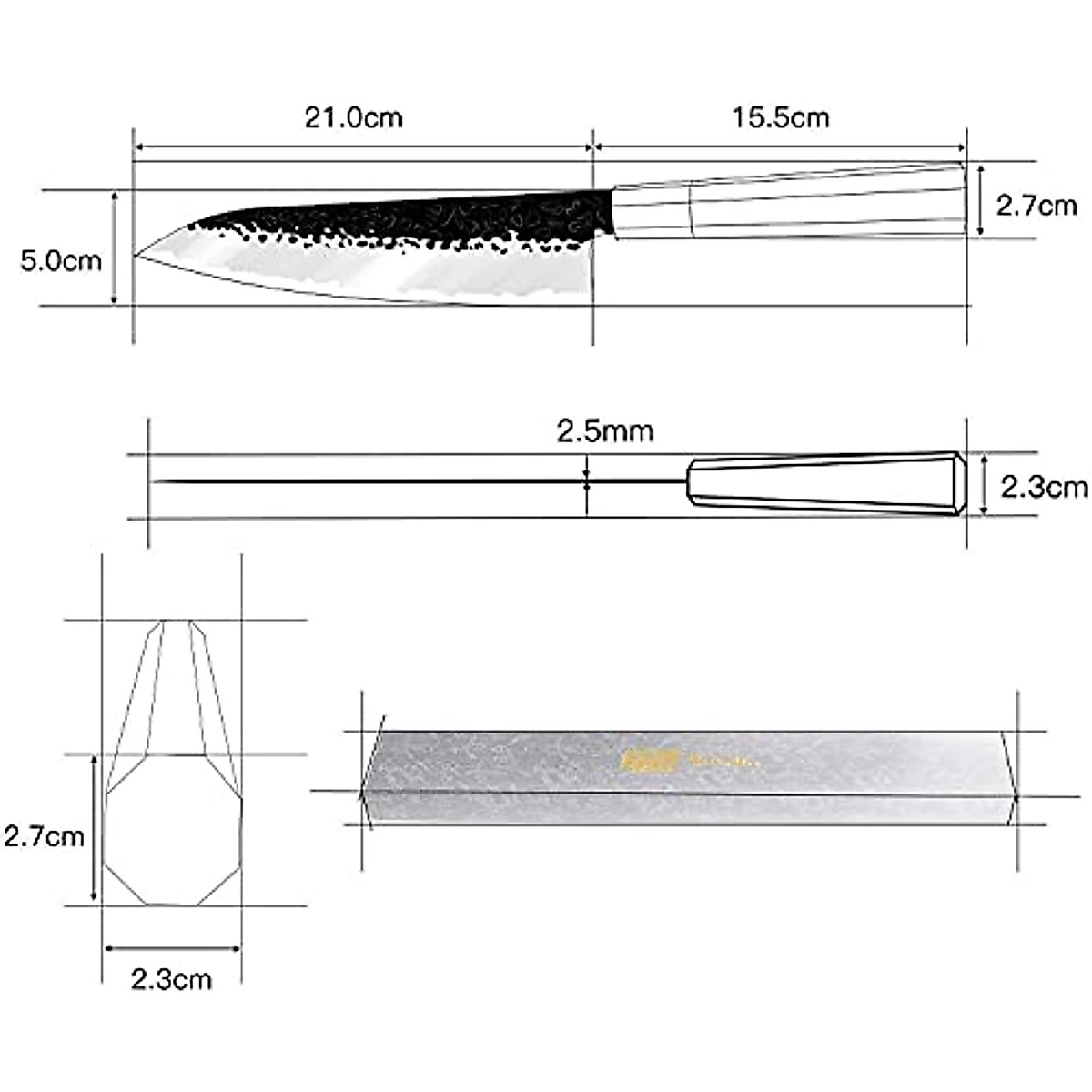 FINDKING Dynasty Series 8'' Clad Steel Chef knife and Magnetic Walnut Knife Edge Guard