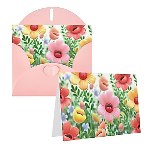 RLDOBOFE Birthday Cards With Envelopes Happy Flower Wedding Cards Sympathy Cards Thinking Of You Cards Note Thank You Cards Blank Inside All Occasions Greeting Cards
