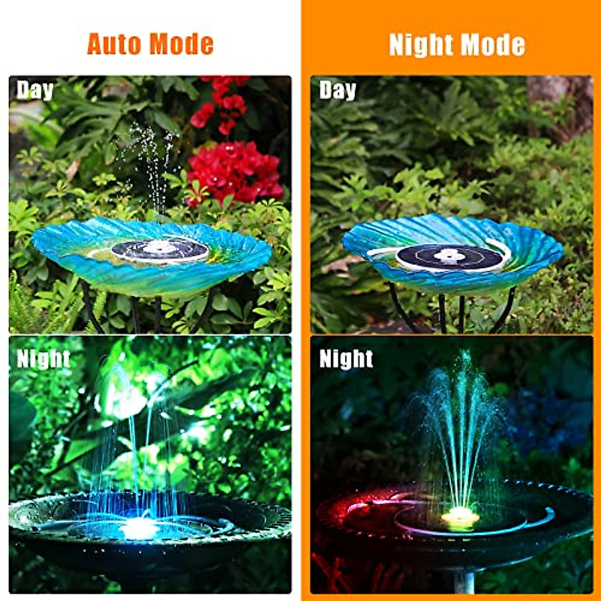 AISITIN 3.5W LED Solar Bird Bath Fountains Upgraded, Solar Fountain with 8 Nozzles, 3000 Battery & 3 Brackets, Floating Solar Powered Water Pump for Garden, Pond, Bird Bath and Pool