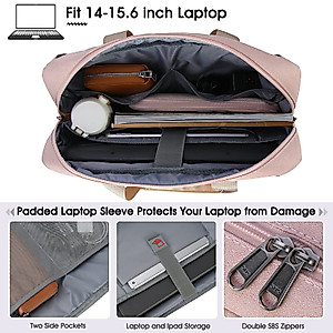 Lubardy Laptop Bag for Men Women 15.6 Inch Waterproof Shoulder Bag with Cable Organize Bag Laptop Business Briefcase College 14-15.6 Inch Laptop Carrier Pink