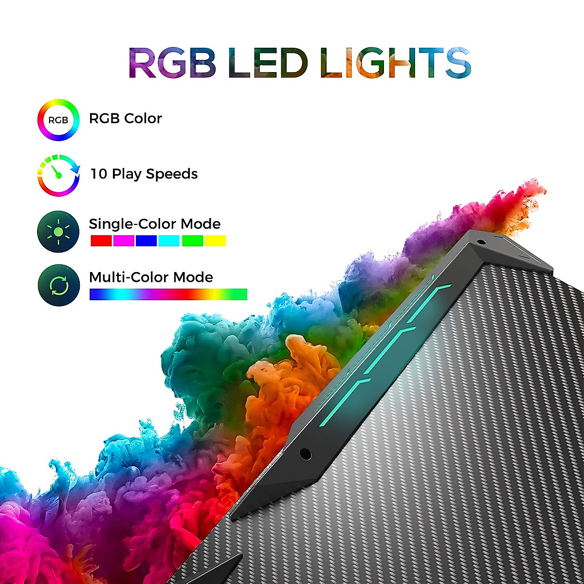 EUREKA ERGONOMIC Computer Desk, Gaming Desk with LED Lights 44.5 inch, Home Office Z Shaped Gaming Computer Desk Table with Mouse Pad Headset Hook Controller Stand Cup Holder, Black