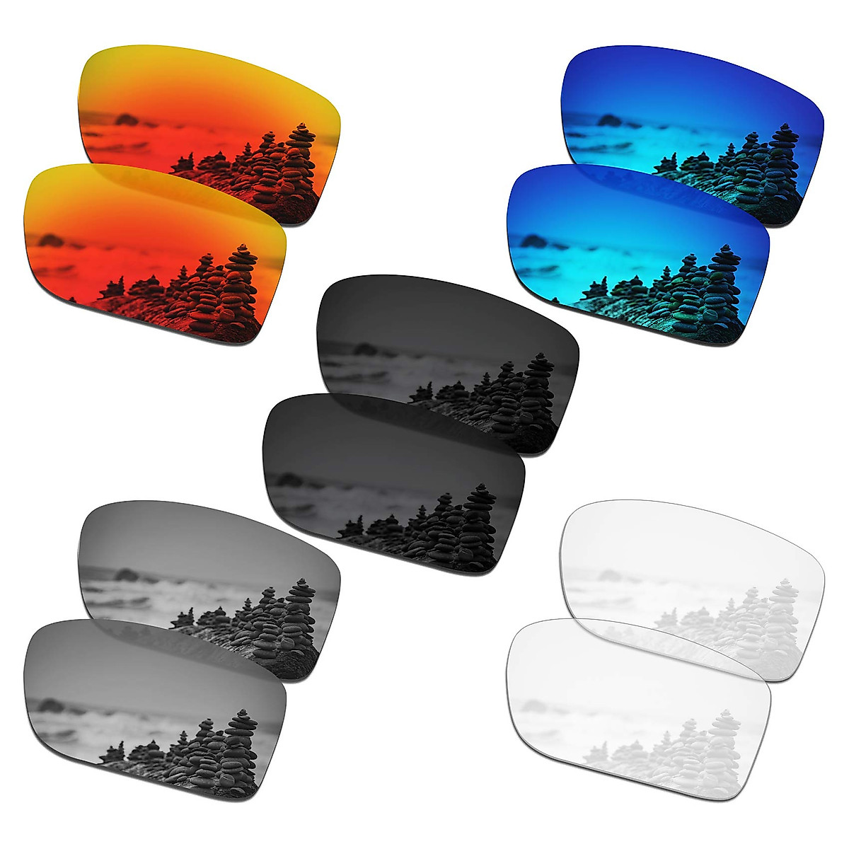 SmartVLT Set of 5 Men's Replacement Lenses for Oakley Double Edge OO9380 Sunglass Combo Pack S01