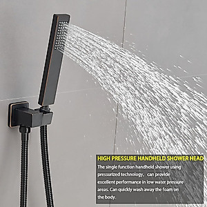 Heable Oil Rubbed Bronze Shower System with 8'' Rainfall Shower Head, Handheld Shower head, Bathroom Luxury Rain Mixer Shower Combo Set Wall Mounted Shower Faucet Rough-in Valve and Trim Kit