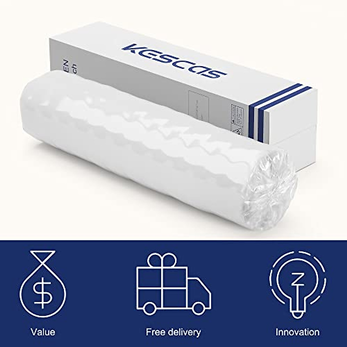 Kescas 10 Inch Memory Foam Hybrid Twin Mattress - Heavier Coils for Durable Support - Pocket Innersprings for Motion Isolation - Pressure Relieving - Medium Firm - Made in North America