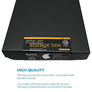 Lineco Folio Storage Box. Archival Clamshell with Metal Edge Boxboard, 11 x 14 x 1.75 Inches, Longevity Organize and Store Photos Documents Craft Cards Magazine Prints Wedding Dresses DIY, Black