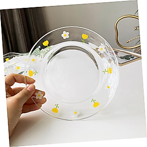 NOLITOY 4 Pcs Tulip Flower Glass Plate Glass Dessert Plate Transparent Salad Plate Food Serving Plate Kitchen Salad Plate Glass Salad Plate Fruits Plate Household Tableware