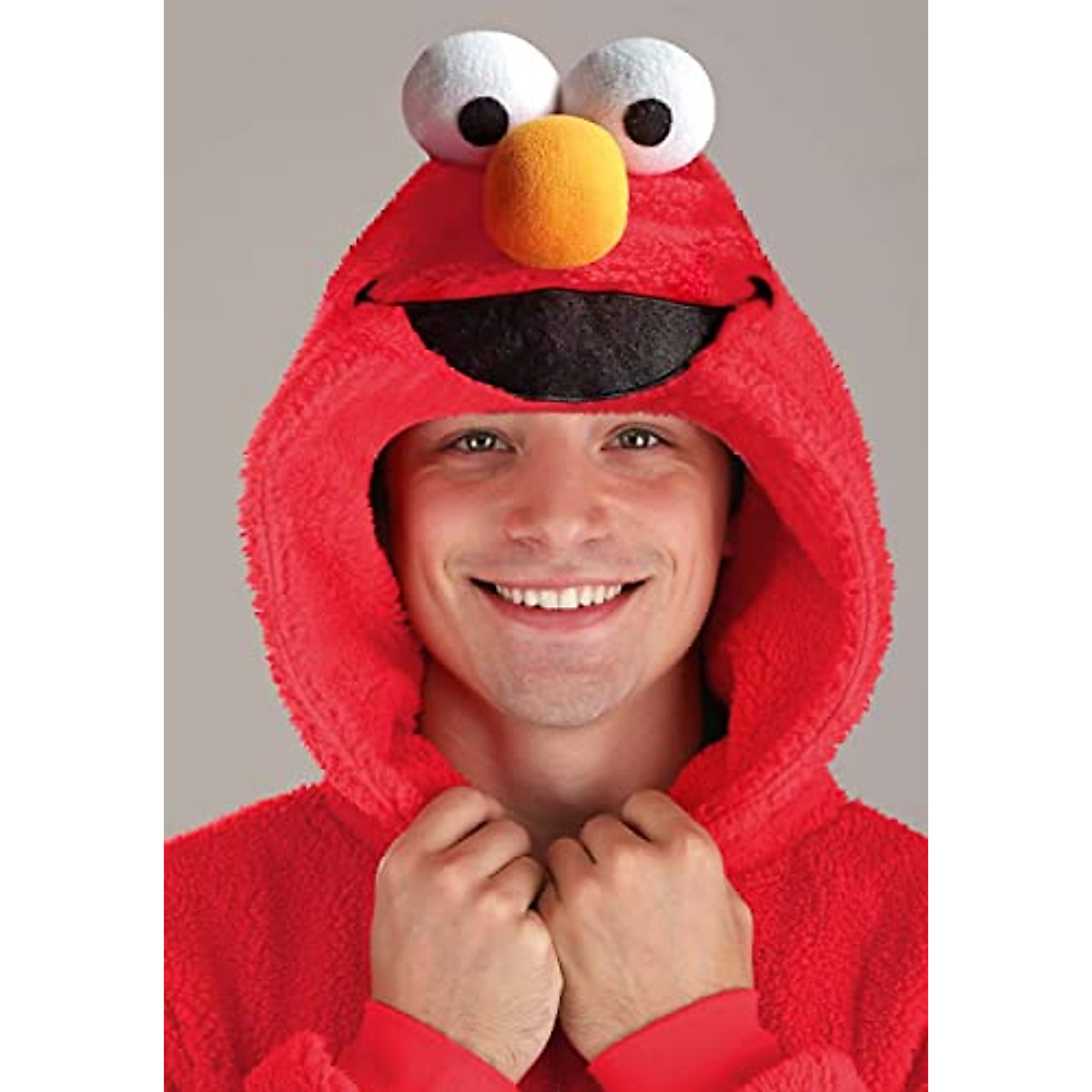Sesame Street Elmo Costume for Adults - Men's & Women's Sesame Street Elmo Hooded Jumpsuit - Officially Licensed S Red