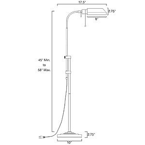 Kira Home Prescott 58" Modern Industrial Adjustable Standing Pharmacy Floor Lamp, Dark Bronze Finish, Includes 6W LED Bulb (60W eq.) Energy Efficient, Eco-Friendly, Pivot Head for Hobby/Precise Task