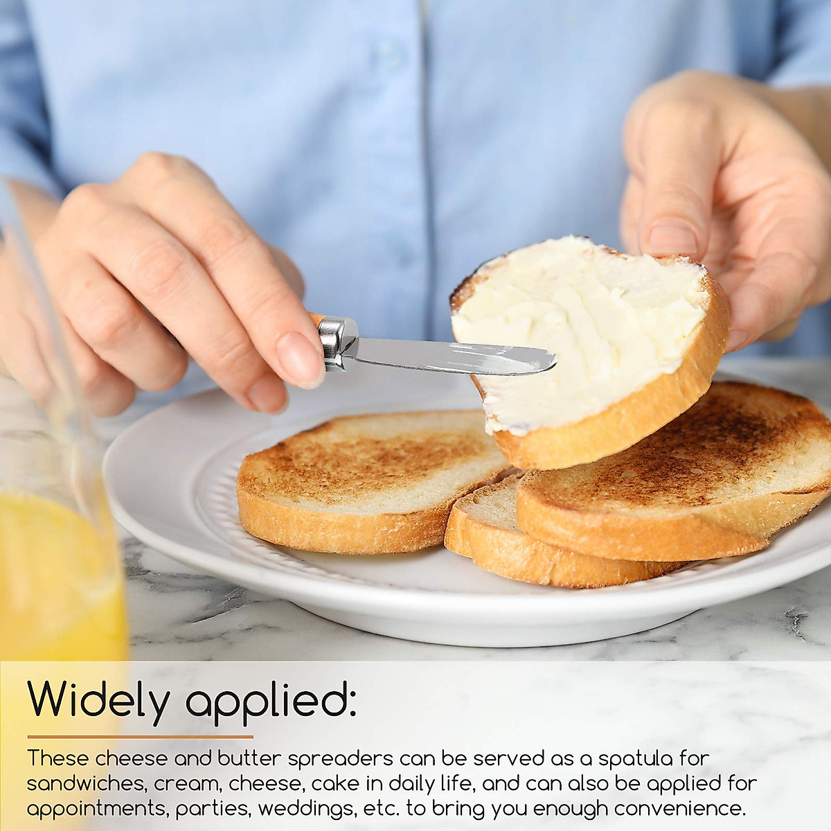 Butter Spreader Knife 4.5 Inch Wide Blade Stainless Steel Knife with Wood Handle Multipurpose Cheese Butter Spreader Knives for Kitchen Birthday Wedding Christmas(25 Pieces)