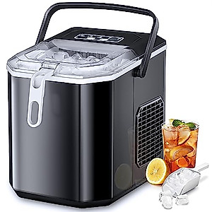 COWSAR Ice Makers Countertop, Portable Ice Maker Machine 6 Mins/9 Pcs Bullet 26.5lbs/24Hrs with Self-Cleaning, Ice Scoop and Basket, Ice Maker for Party/Kitchen/Home/Office