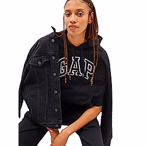 GAP womens Logo Hoodie Sweatshirt, True Black V2, Large US