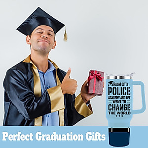 sxmluedn Police Academy Graduation Gifts Police Tumbler Coffee Mug 40oz Cup with Handle and Straw