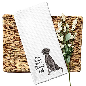 Watercolor Life is Better with a Black Lab Labradore Microfiber Kitchen Towel Gift for Animal Dog Lover