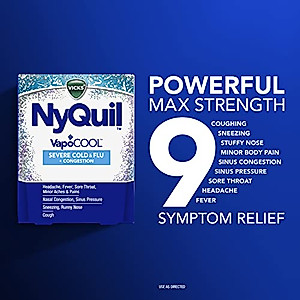 NyQuil SEVERE with Vicks VapoCOOL Cough, Cold & Flu Relief, 24 Caplets - Sore Throat, Fever, and Congestion Relief (Packaging May Vary)