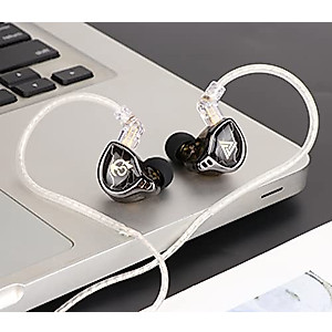 Linsoul QKZ x HBB 10mm Titanium-Coated Diaphragm HiFi in-Ear Monitor Earphones with Semi-Open Cavity, Detachable 2Pin Silver-Plated Cable, Noise Canceling for Audiophile (Black, Without Mic)