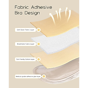 Niidor Adhesive Bra Strapless Sticky Invisible Push up Silicone Bra for Backless Dress with Nipple Covers Nude(B Cup)