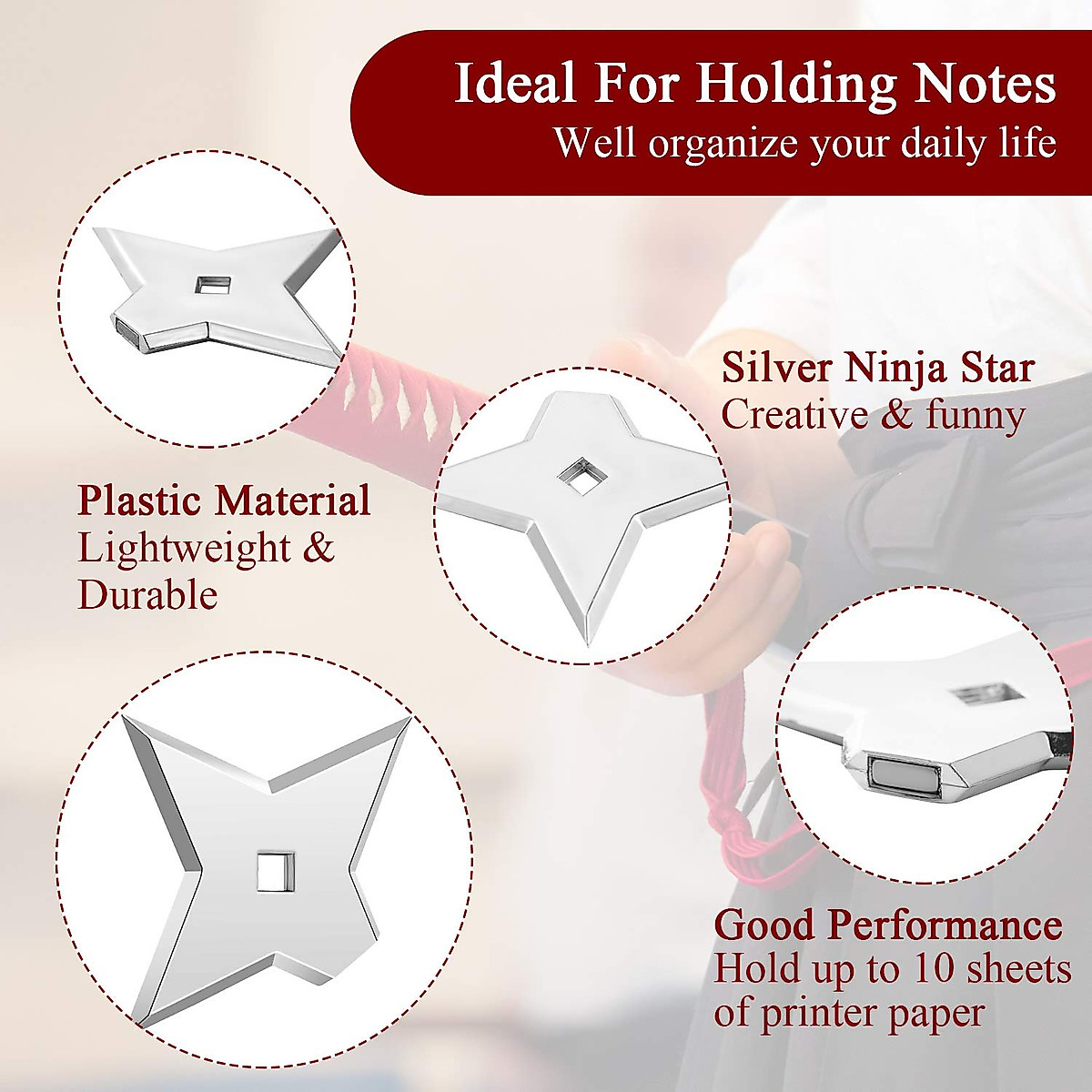 Weewooday 10 Pieces Ninja Magnets Cool Fridge Throwing Star Decorative Funny Magnets Refrigerator Magnets Office Whiteboard Magnets for Home Office