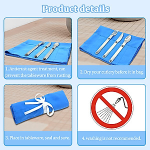 4 Pcs Silver Storage Bags Silver Storage Cloth Anti Tarnish Silver Protector Bags for Silverware Flatware Storage Organizer Place Setting Roll with 2 Pcs Silver Cleaning Cloth for Teaspoon Utensils