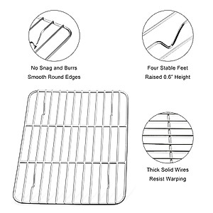 E-far Small Baking Rack Set of 2, Stainless Steel Metal Roasting Cooking Racks, Size – 8.6"x6.2", Non Toxic & Rust Free, Fit for Small Toaster Oven, Dishwasher Safe