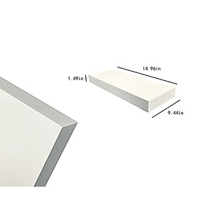 primestok 38cm Shelves for Wall, 3 White Shelves Screw Mounted, Modern Decorative Display Wall Shelves with Easy Installation for Bathroom (White)