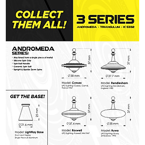 UFO Tops | Metal Spinning Tops | Andromeda Series Collector 3-Pack Set (Cosmic Silver)