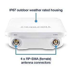TRENDnet 5 DBI Wireless AC1300 Outdoor PoE+ Omni-Directional Access Point, TEW-841APBO, 4 X 5 DBI Omni Directional Antennas, Point-to-Point & Point-to-Multi-Point WiFi Bridging, IEEE 802.3AT PoE+