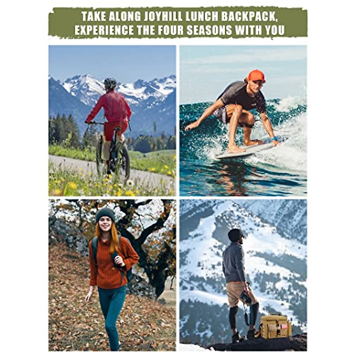 JOYHILL Tactical Lunch Box for Men, Insulated Lunch Bag with Detachable Bottle Pouch Holder, Large Durable Thermal Cooler Bag, Modern Leakproof Bag for Adult Work, Camping, Land CAMO,13L