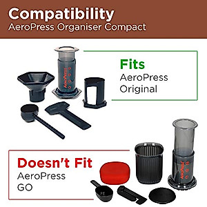 HEXNUB – Compact Bamboo Organizer for AeroPress, Caddy Station Holds AeroPress Coffee Maker, Filters, Cups, Pour Over Accessories With Silicone Dripper Mat, Increased Space Saving (Black)
