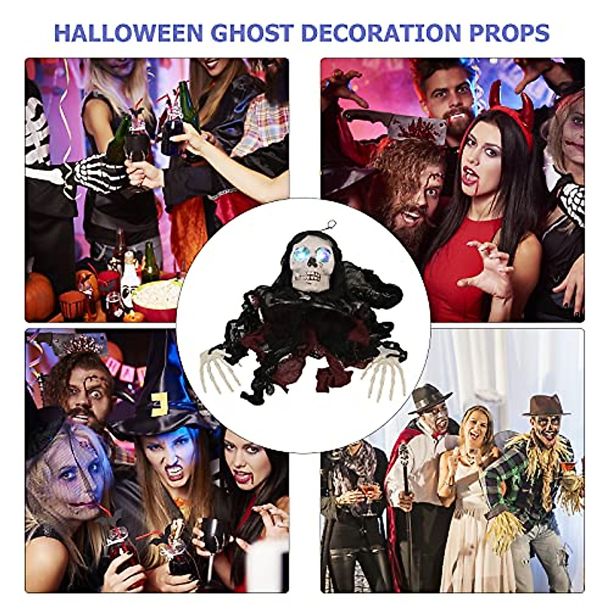 1pc Luminous Horror Ghost Pendant Halloween Haunted House Hanging Adornment Decor for Celebration Party