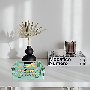 KVZVK 2-Pack Mini Plastic Folding Baskets,Plastic Storage Crate for Office Desk Organizing,Plastic Storage Baskets for Home Kitchen Office Classroom and Bathroom Storage