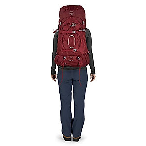 Osprey Ariel 55L Women's Backpacking Backpack, Claret Red, WXS/S