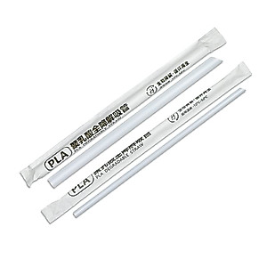 E-DAZZLE Biodegradable Plant Based Drinking Straws,200pcs Individually Wrapped Disposable Straws,Cocktail Straws,BPA Free Eco-Friendly Straws (7.5 inch 6 * 190mm)