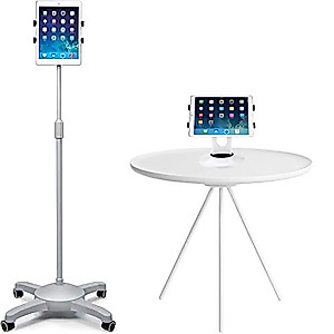 Hello LLamas Tablet Stand Holder with Wheels + Table Top Holder for Ipad- Extra Tall - Heavy Duty Multi Angle Adjustable - for School, Meetings, Education, Web Casts, Video Recordings