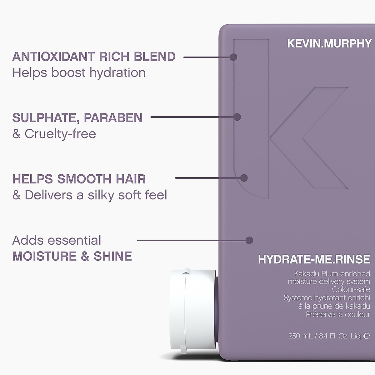 KEVIN.MURPHY HYDRATE-ME.WASH & RINSE - Travel Size - Hydrating Shampoo for Natural & Coloured Hair - Moisturising Conditioner - For Dull, Parched & Dry Hair - 250 mL / 8.4 fl oz