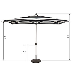 Secret Garden Home Goods Laguna Cove 10' x 6.5' Rectangular Auto Tilt Market Umbrella (Black Sapphire, Sunbrella- Fern)