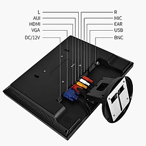 JaiHo 15 Inch LCD Monitor Display - 1024x768 Resolution HDMI PC Monitor Color Screen, Home Security Monitor with VGA/HDMI/BNC/AV/USB Earphone Input, Built-in Dual Speakers