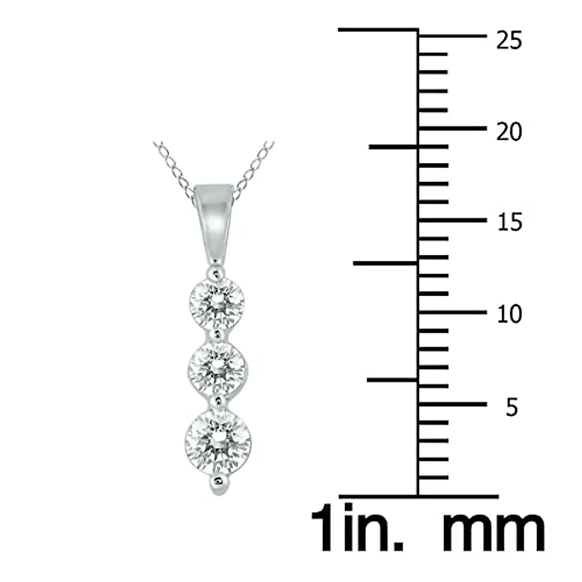 1/2 Carat TW Three Stone Diamond Pendant in 10K White Gold