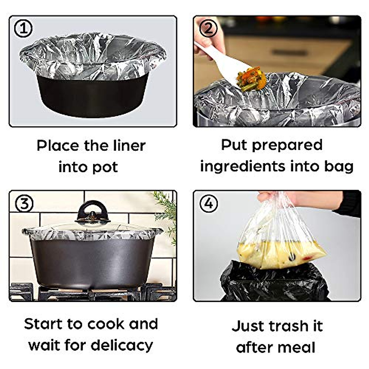 YESLAU Slow Cooker Liners Small BPA Free Crockpot Liner Oval Round Pot Subsize 11 x 16 Inch Fits 1 to 3 Quarts Small Crockpot - 3 counts (30 Bags Total)