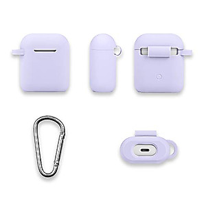 GMYLE Airpods Case Cover with Keychain, [Front LED Visible] Silicone Full Protective Wireless Charging Airpods Case Cover Skin Accessories kit Set Compatible for Apple AirPods 2 & 1 – Lavender Purple