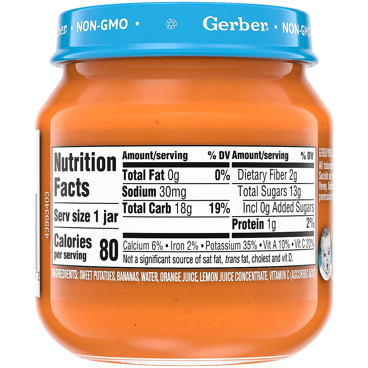 Gerber Purees 2nd Foods Natural Sweet Potato Banana Orange, 4 Oz (Pack Of 10)