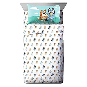 Jay Franco Bluey & Bingo Twin Size Sheet Set - 3 Piece Set Super Soft and Cozy Kid’s Bedding - Fade Resistant Microfiber Sheets (Official Bluey Product)